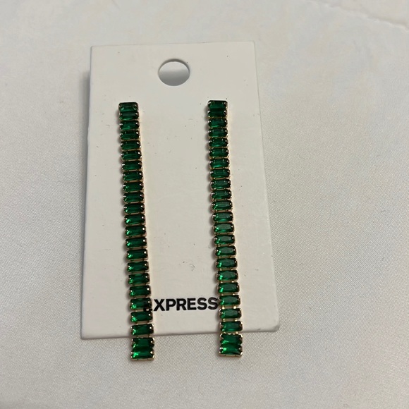 Express | Jewelry | Express Emerald Green With Gold Earrings New | Poshmark